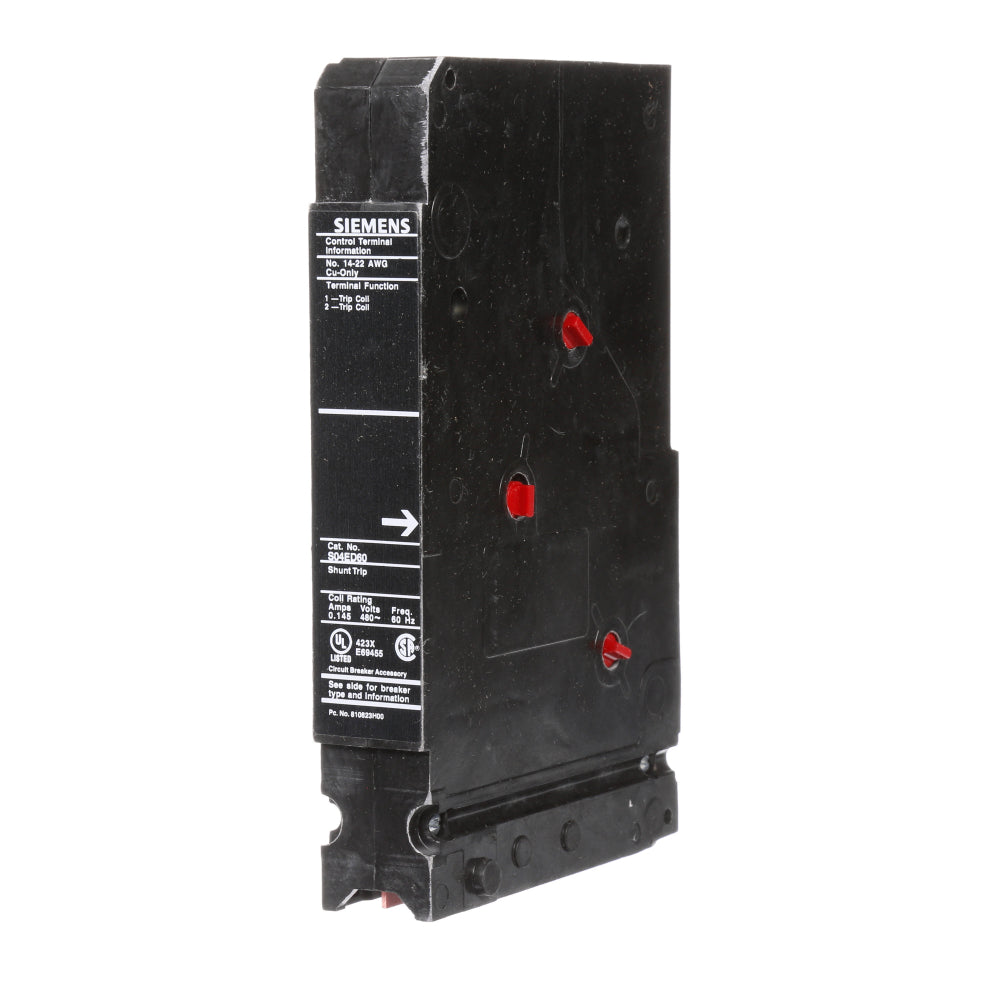 S04ED60 - Siemens 125A 480V 1-Pole ED Frame Circuit Breaker Shunt Trip ...