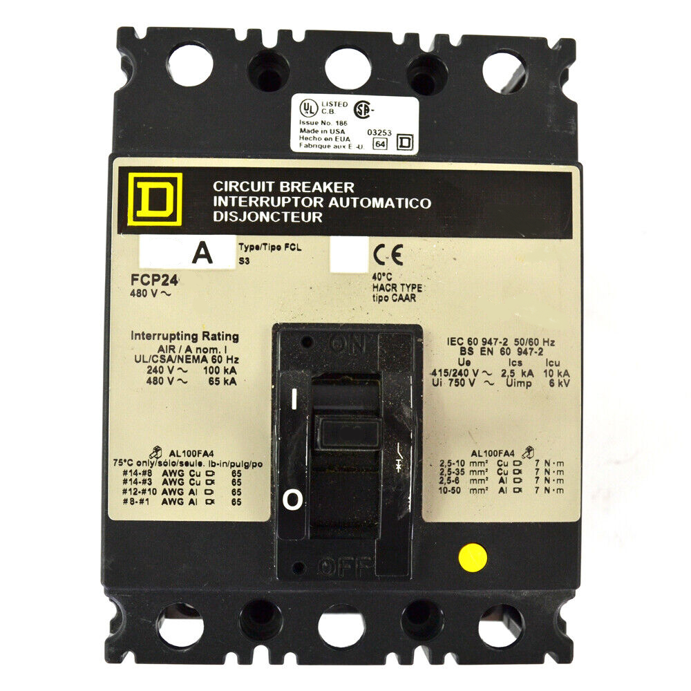 FCP34040 - Square D 40 Amp 480V 3 Pole Molded Case Circuit Breaker, FCP ...