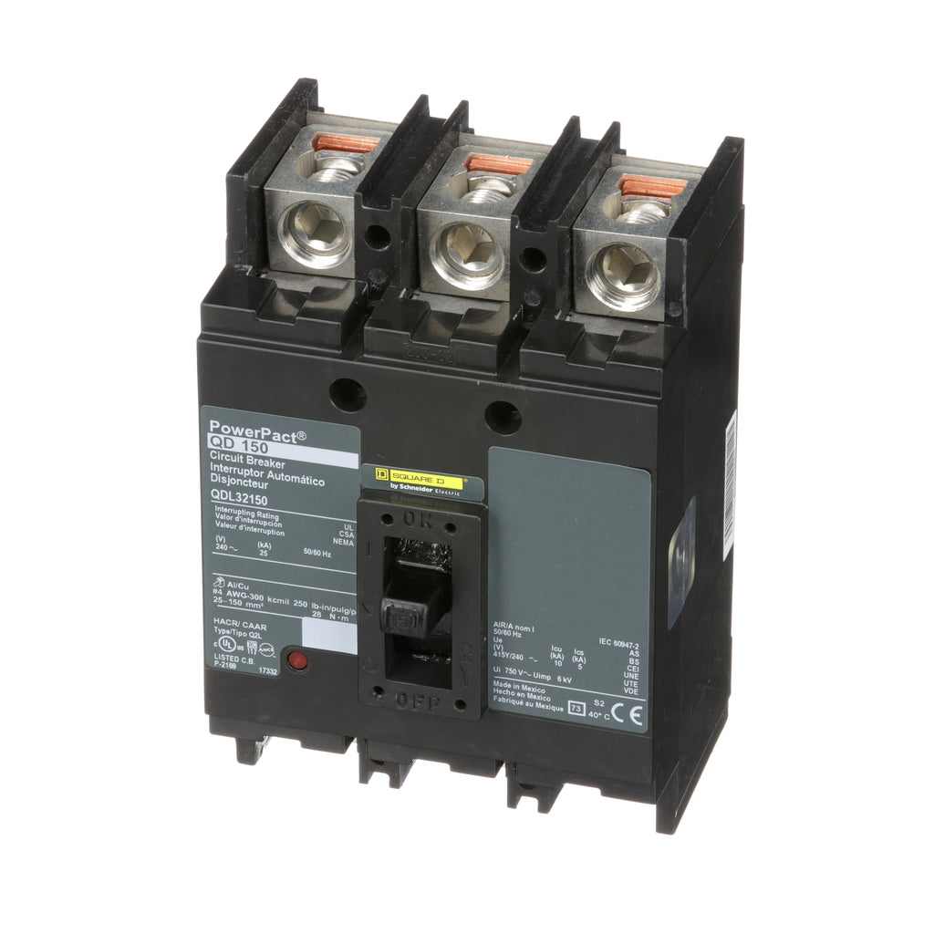 Square D QDL32150 150A 3-Pole Circuit Breaker 240V Thermal Magnetic ...