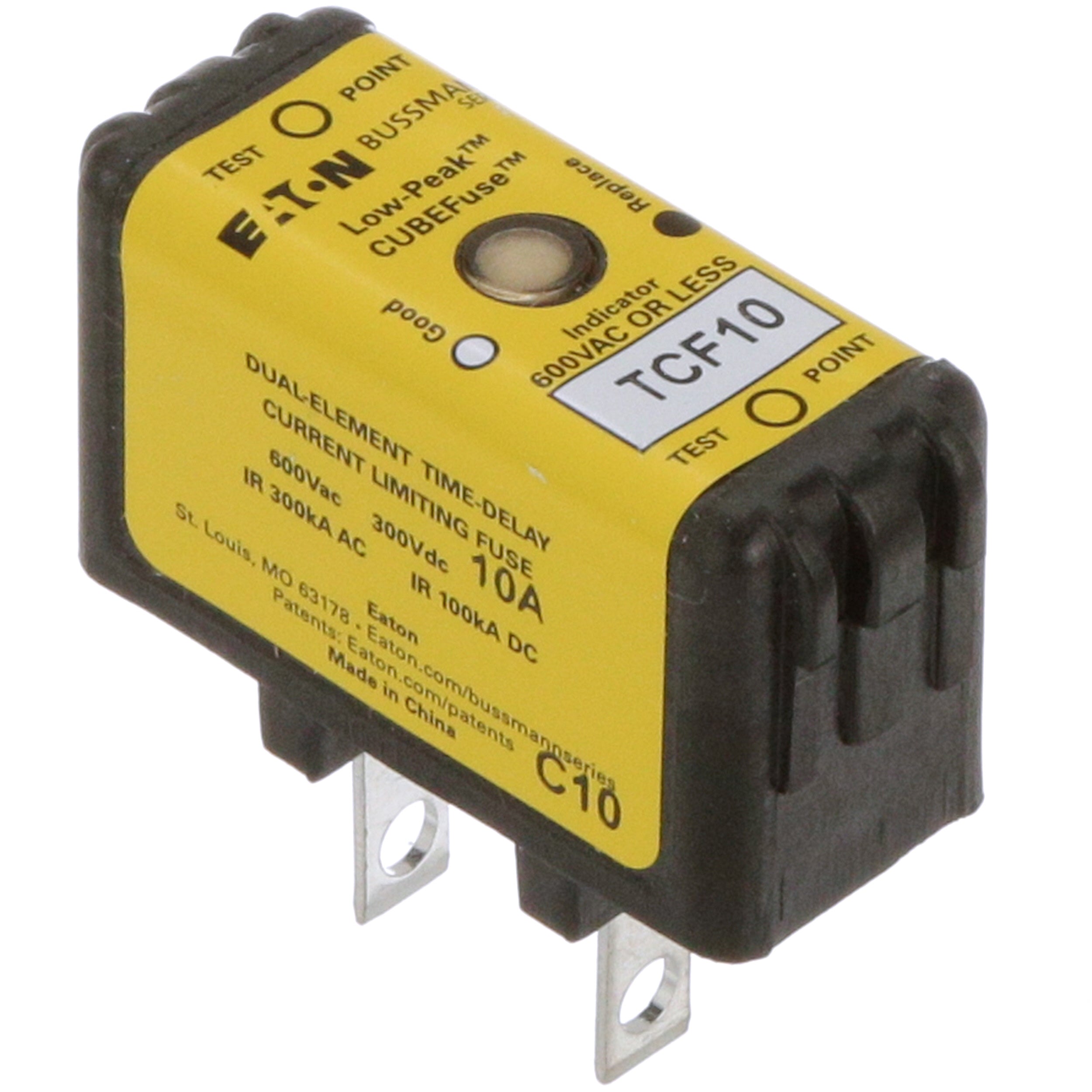 TCF10 - Eaton 10 Amp 600VAC 300VDC Class CF Time-Delay Cube Fuse ...