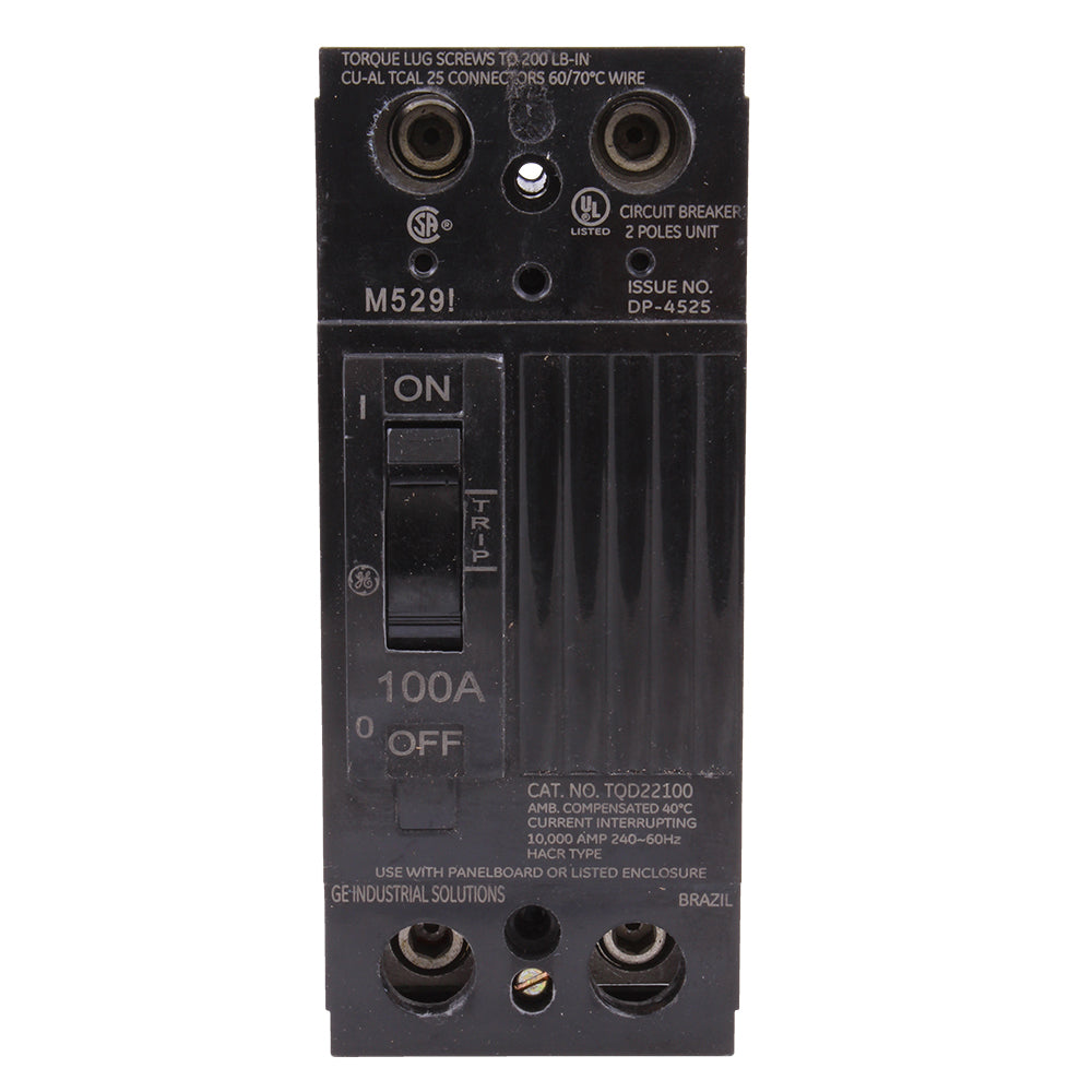TQD22100WL - General Electric 2 Pole 100A 240V Molded Case Circuit ...