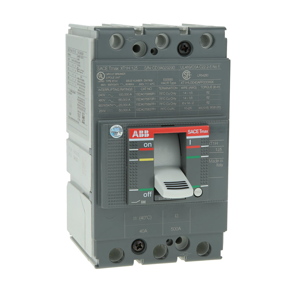 XT1HU3040AFF000XXX - ABB 40A 600Y/347VAC 3 Pole Molded Case Circuit ...