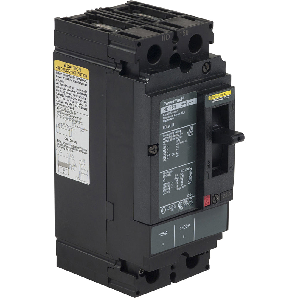 Square D HGL26025 25A 2-Pole Circuit Breaker 600V Thermal Magnetic Bolt-On
