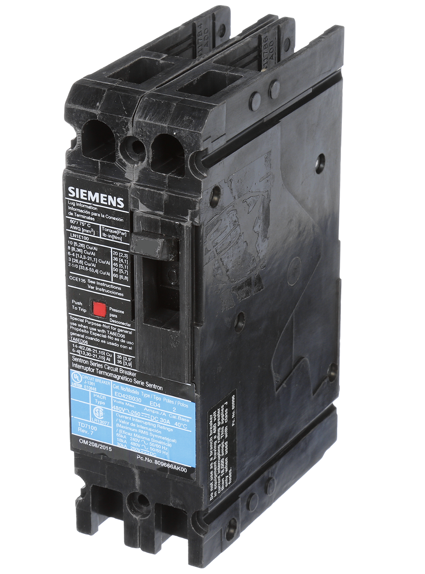 ED42B060L - Siemens 60A 480V 2-Pole Thermal Magnetic Molded Case ...