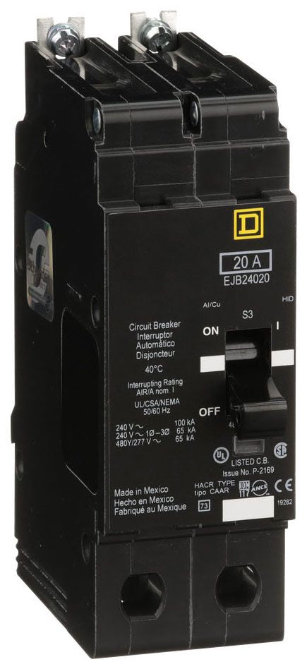 EJB24020 - Schneider Electric (Square D) 2-Pole 20 A 480Y/277 V AC Bolt ...