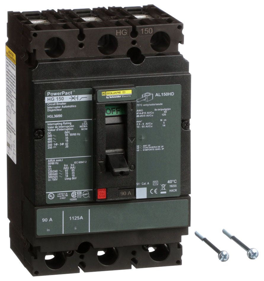 HGL36090 - Square D PowerPacT H 90A 3P 600VAC 18kA Thermal Magnetic ...